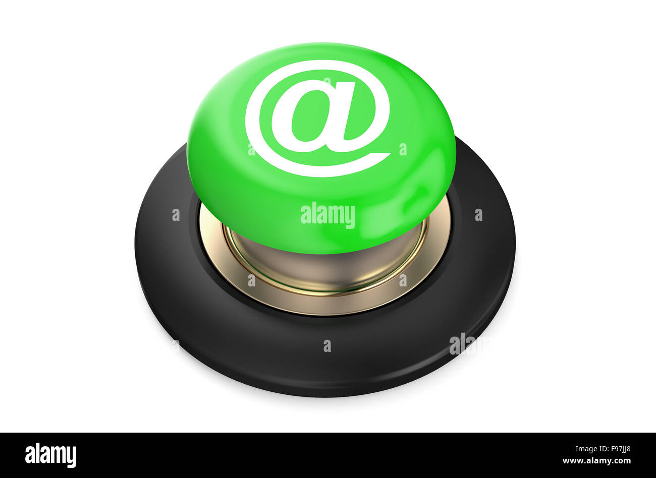 commercial at green button isolated on white background Stock Photo - Alamy