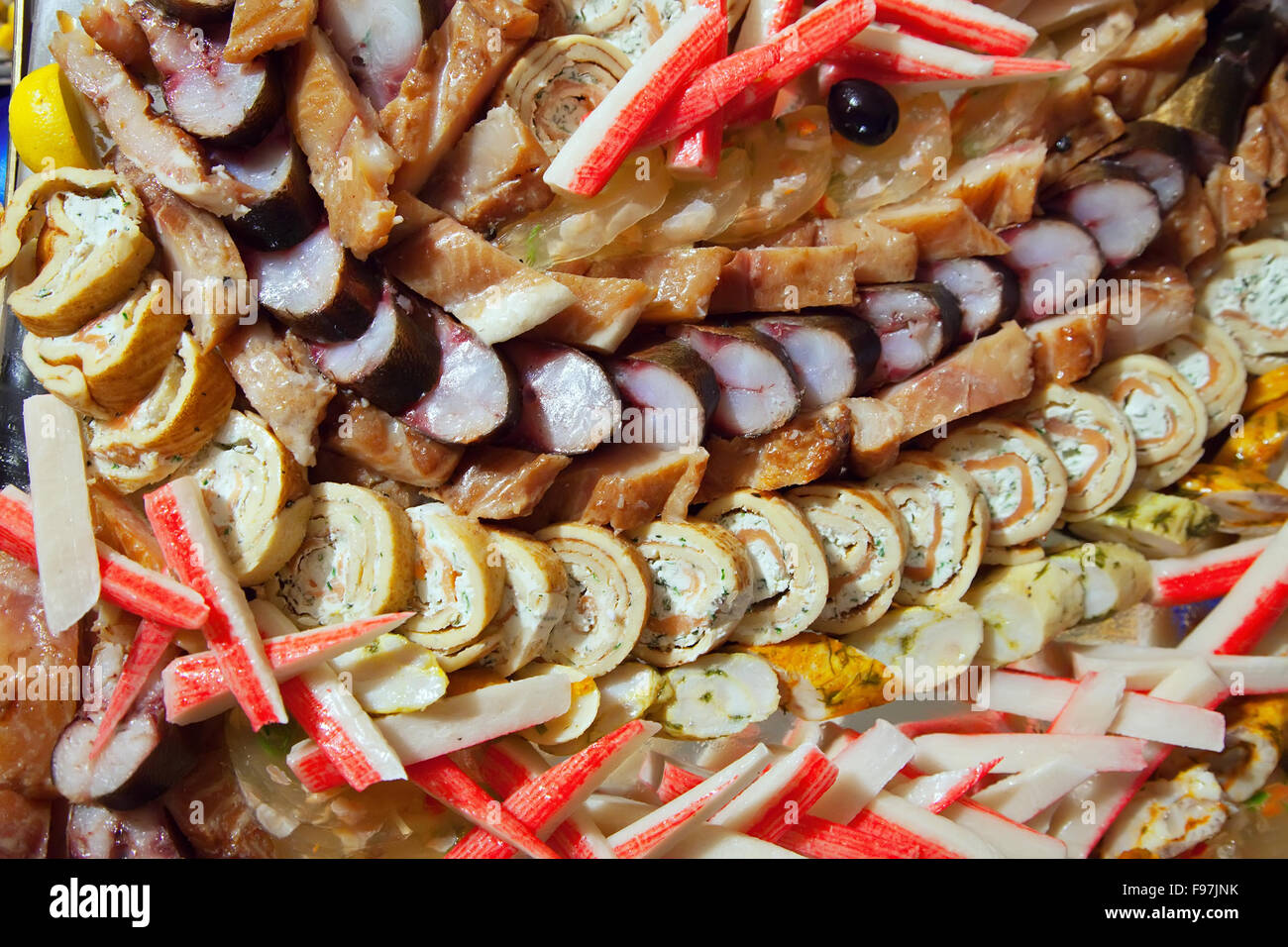 cold cuts fish on banquet table in buffet Stock Photo - Alamy