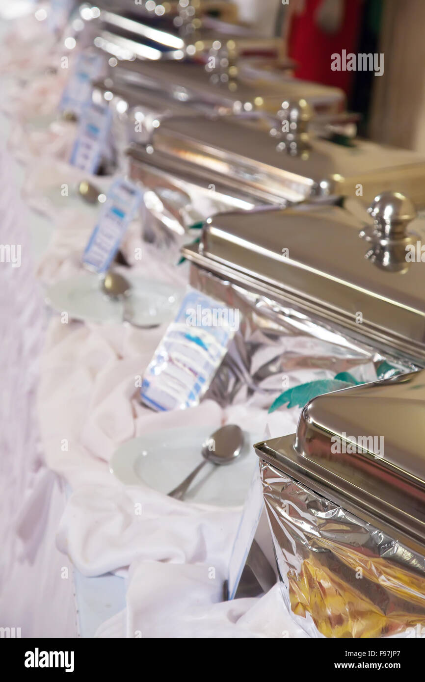 Buffet heated trays ready for service Stock Photo - Alamy