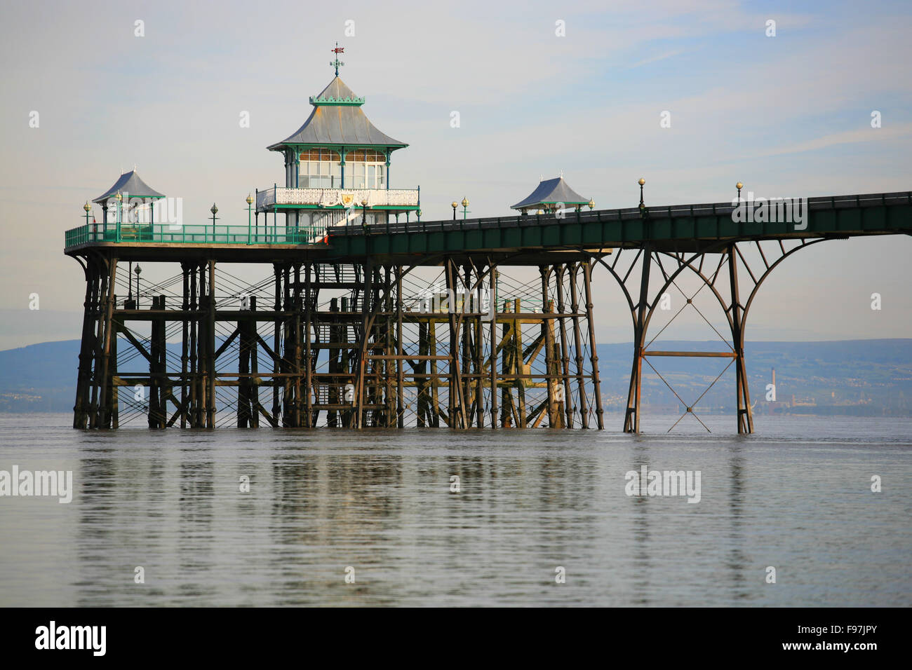 Clevedons Victorian Pier Against Backdrop of The Welsh coast Stock ...