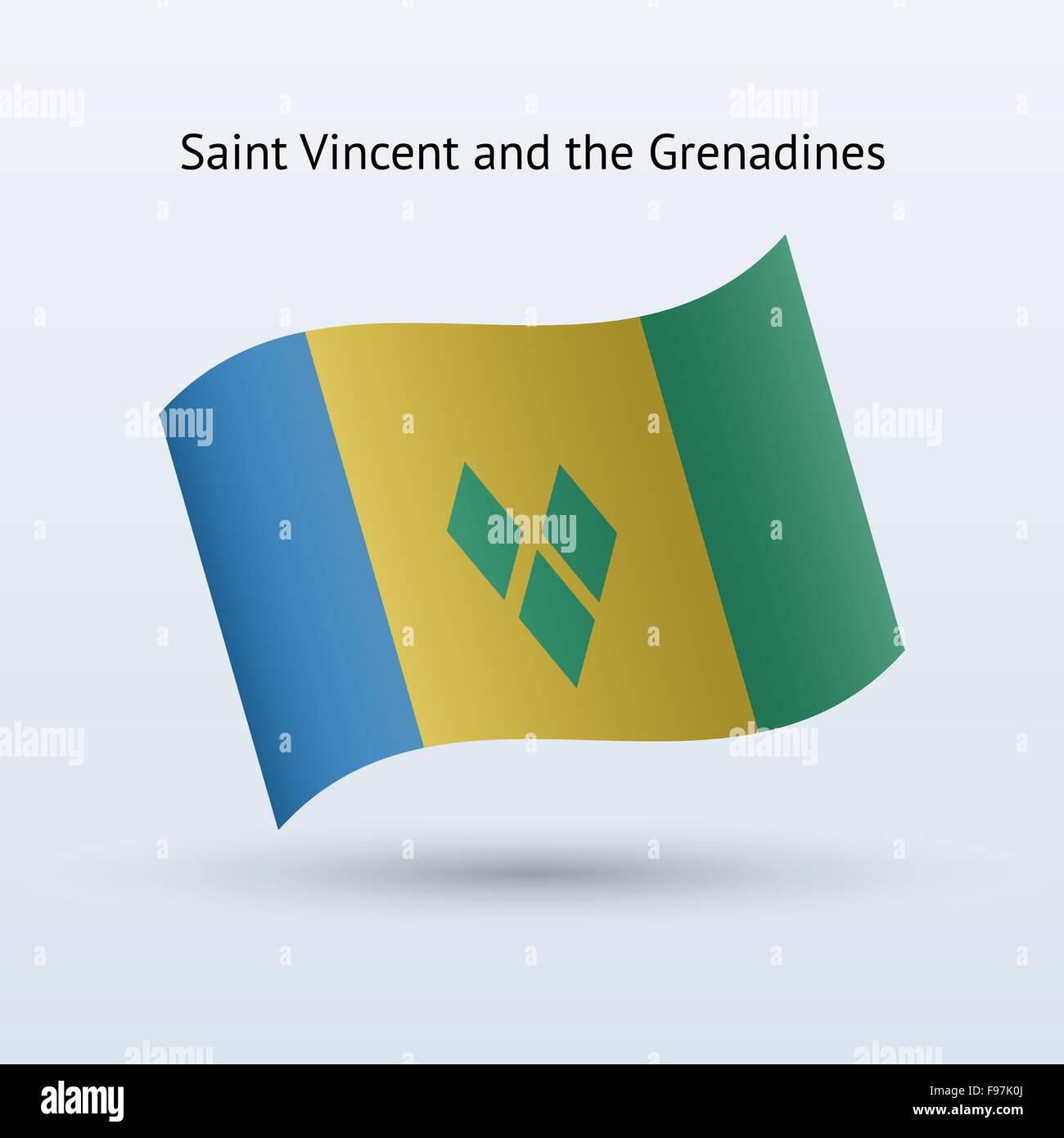 Saint Vincent and the Grenadines flag waving form Stock Vector Image ...