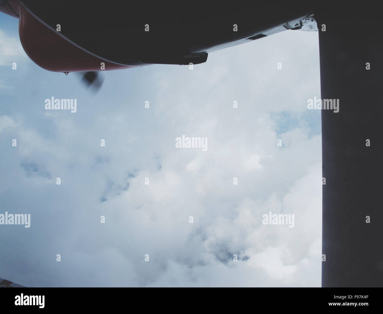 Close Up View Of Propeller Of Airplane Flying Over Sea Stock Photo - Alamy