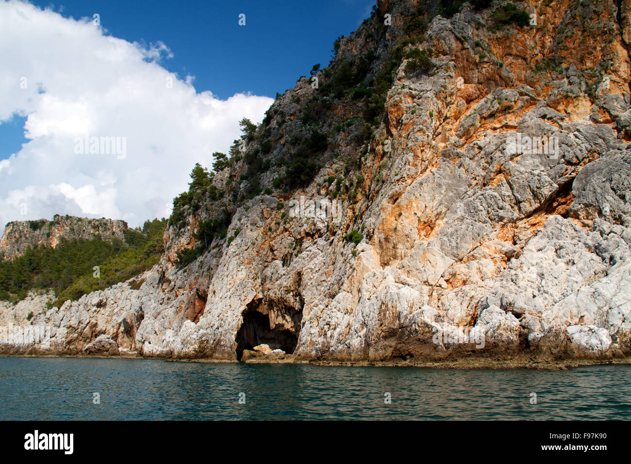 Rock and Mediterranean sea in Turkey Stock Photo - Alamy