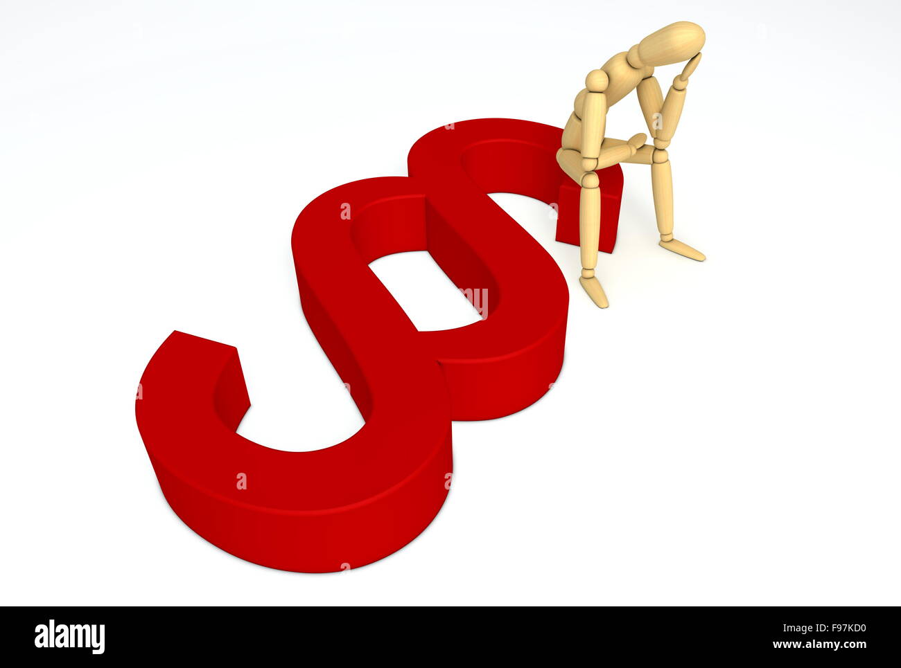 Lay Figure Sitting on Red Paragraph Symbol Stock Photo - Alamy