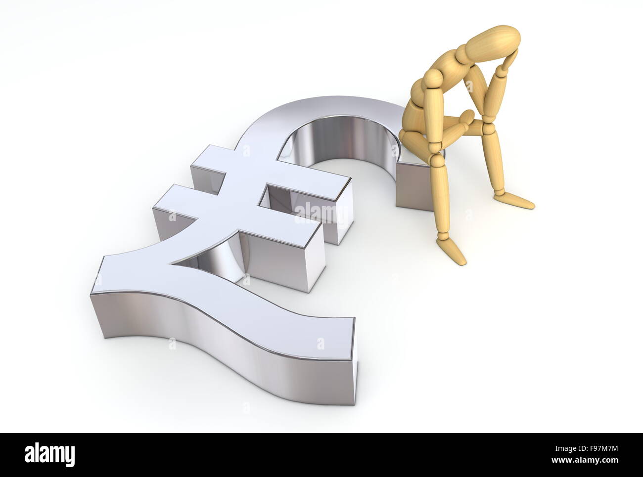 Lay Figure Sitting on Lira Symbol Stock Photo - Alamy