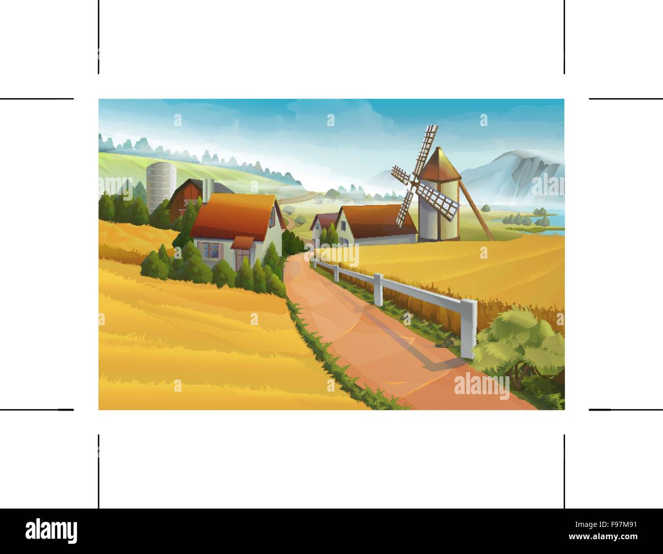 Farm rural landscape vector background Stock Vector Image & Art - Alamy