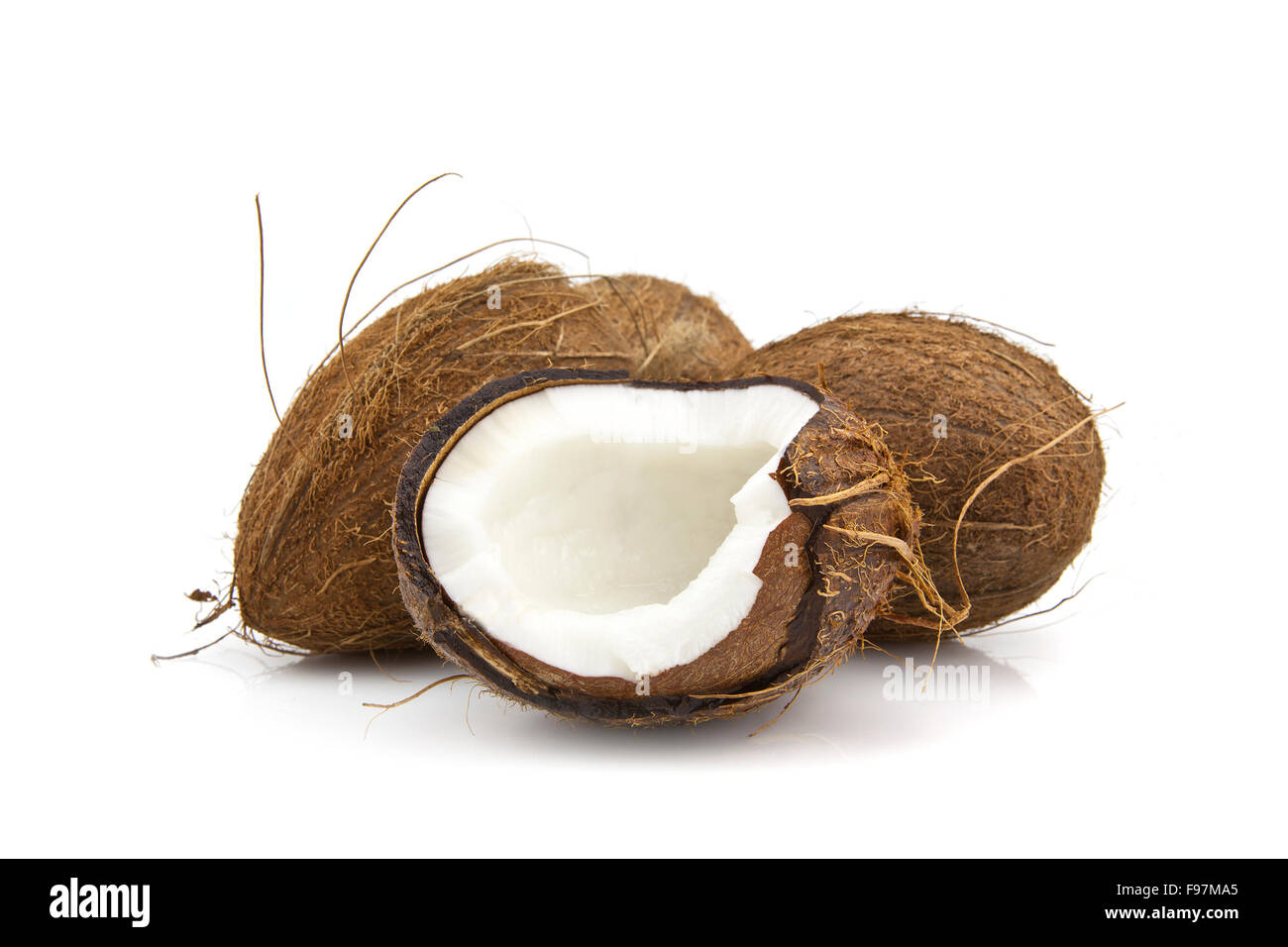 Coconut on a white background Stock Photo - Alamy