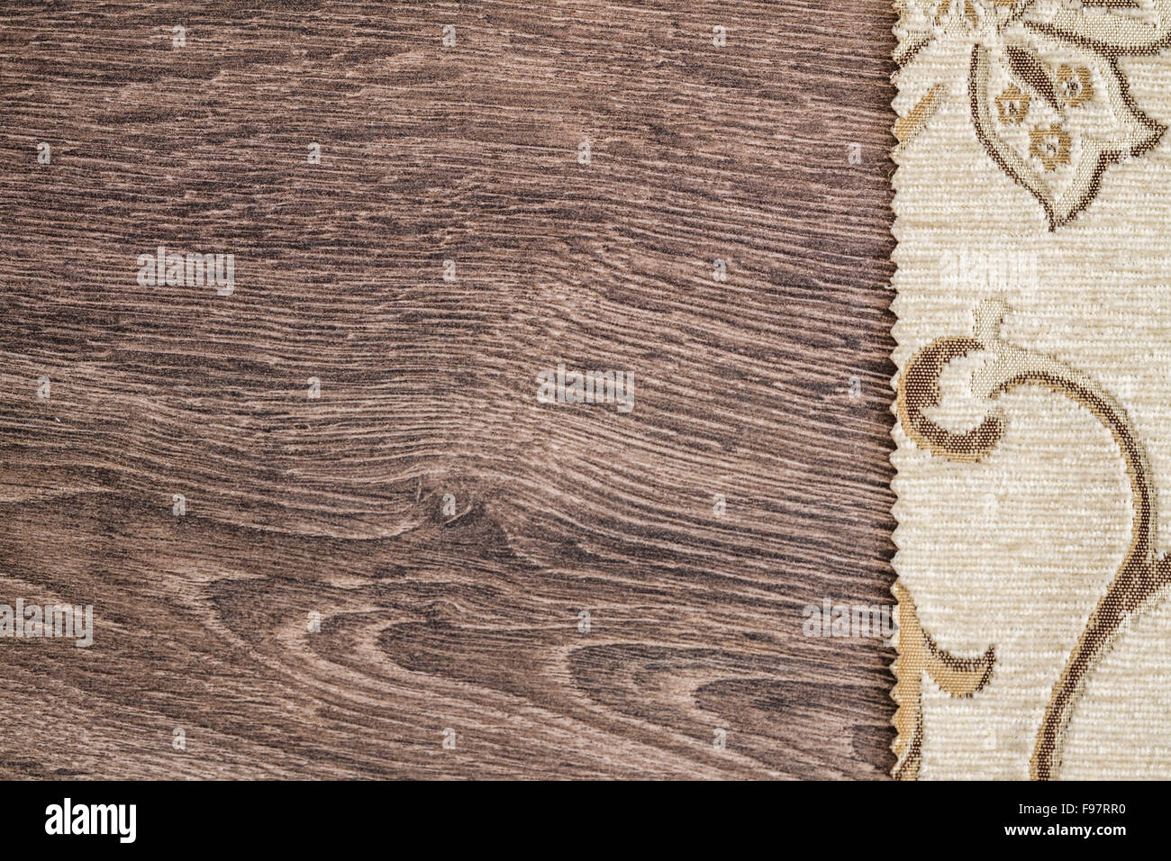 Close up detail of cream color fabric texture background with flower ...