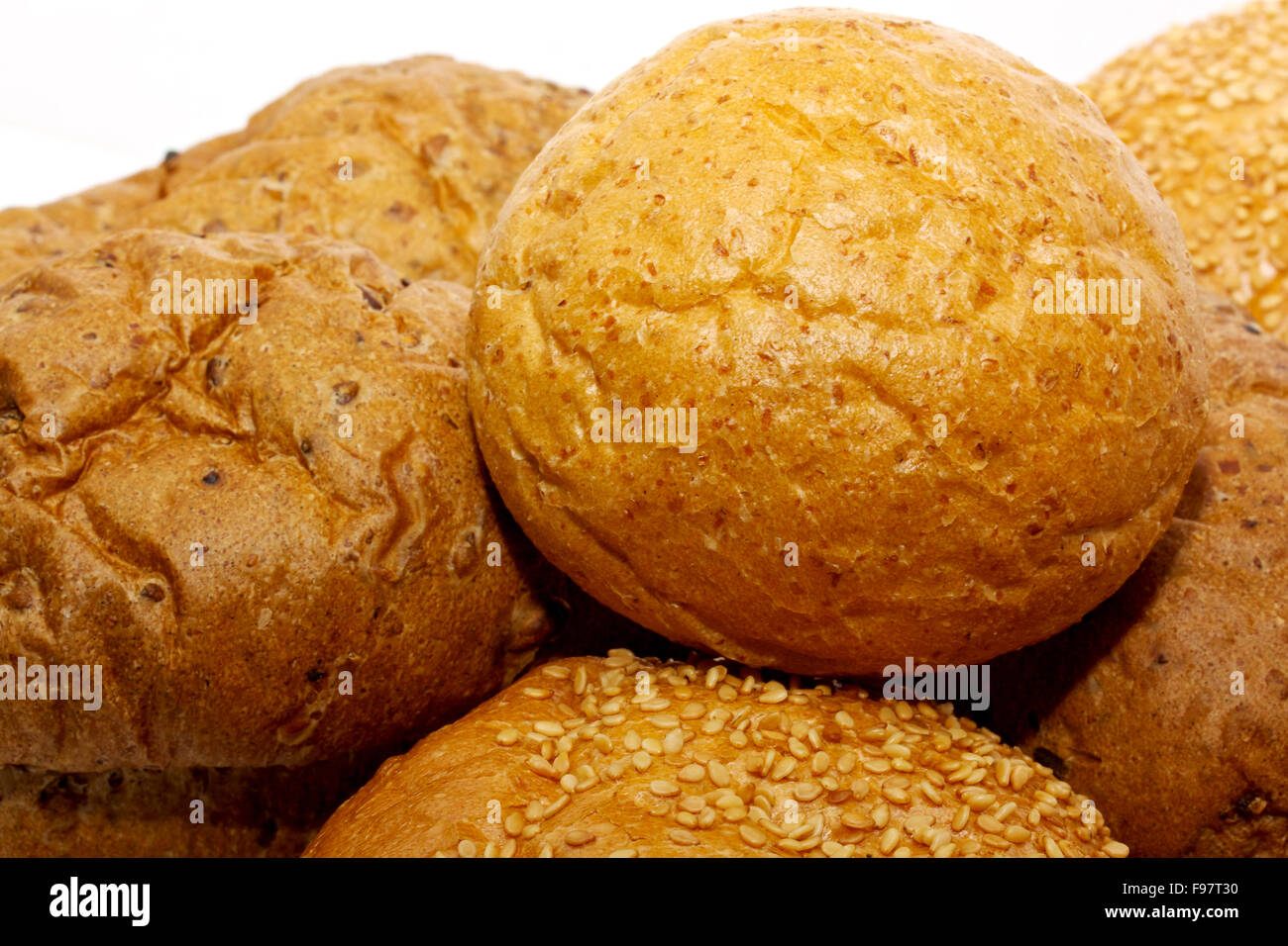 loafs of whole wheat and rye bread and isolated on white background ...