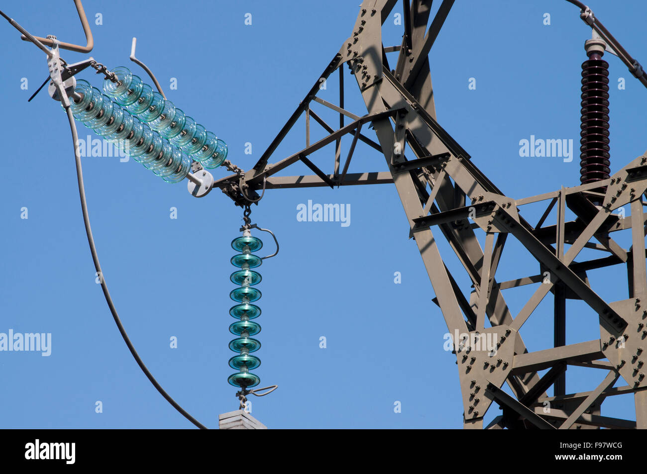 High Voltage Tower Detail Stock Photo - Alamy