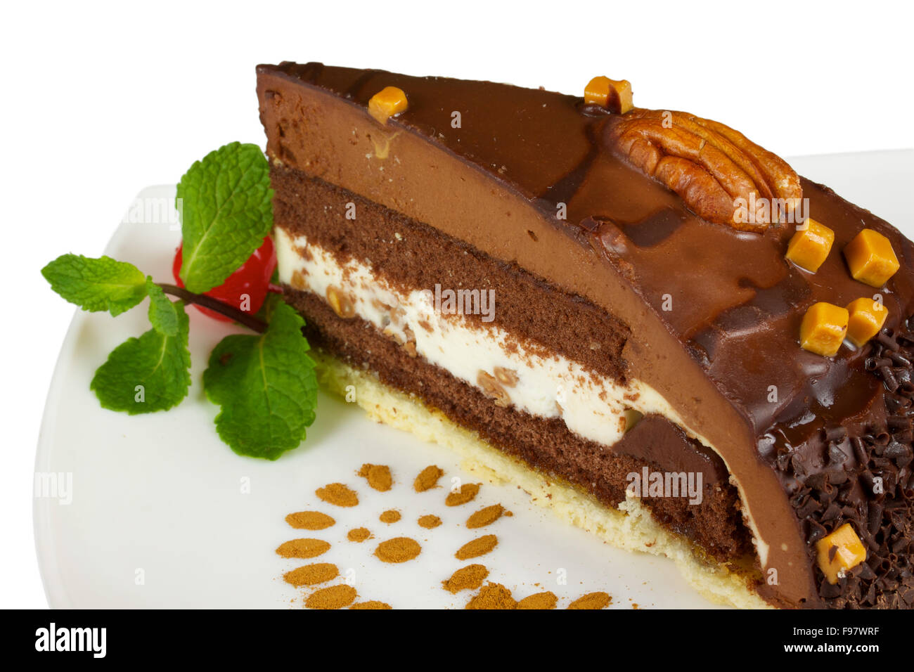 cake truffle with black chocolate and nuts Stock Photo - Alamy