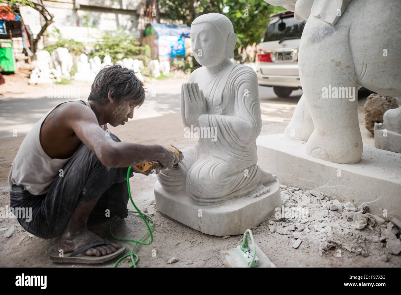 Marble Buddha Statue Carving Mandalay Myanmar // MANDALAY, Myanmar — An ...