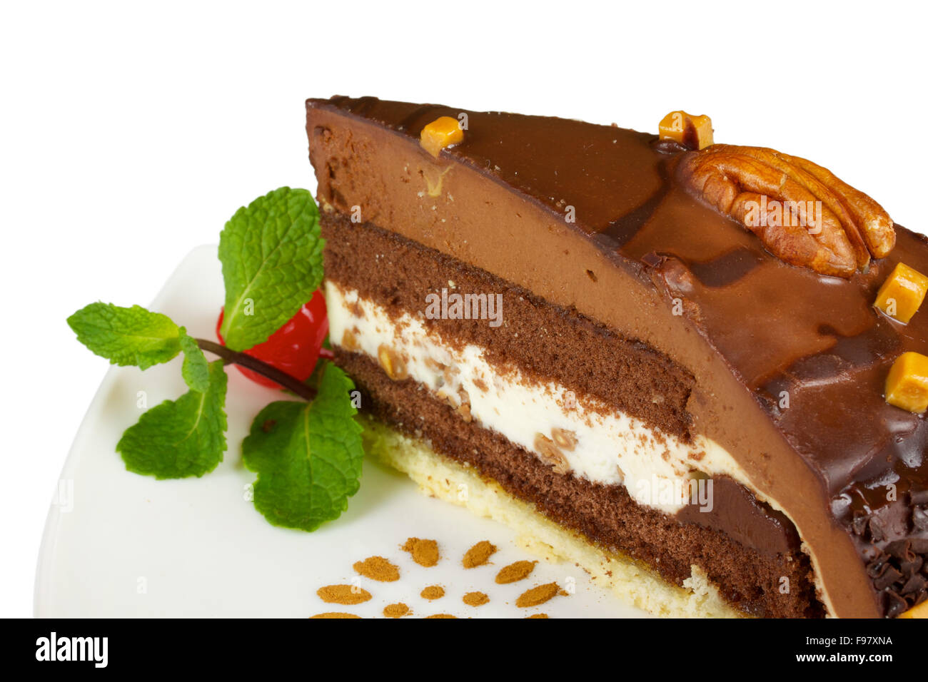 cake truffle with black chocolate and nuts Stock Photo - Alamy