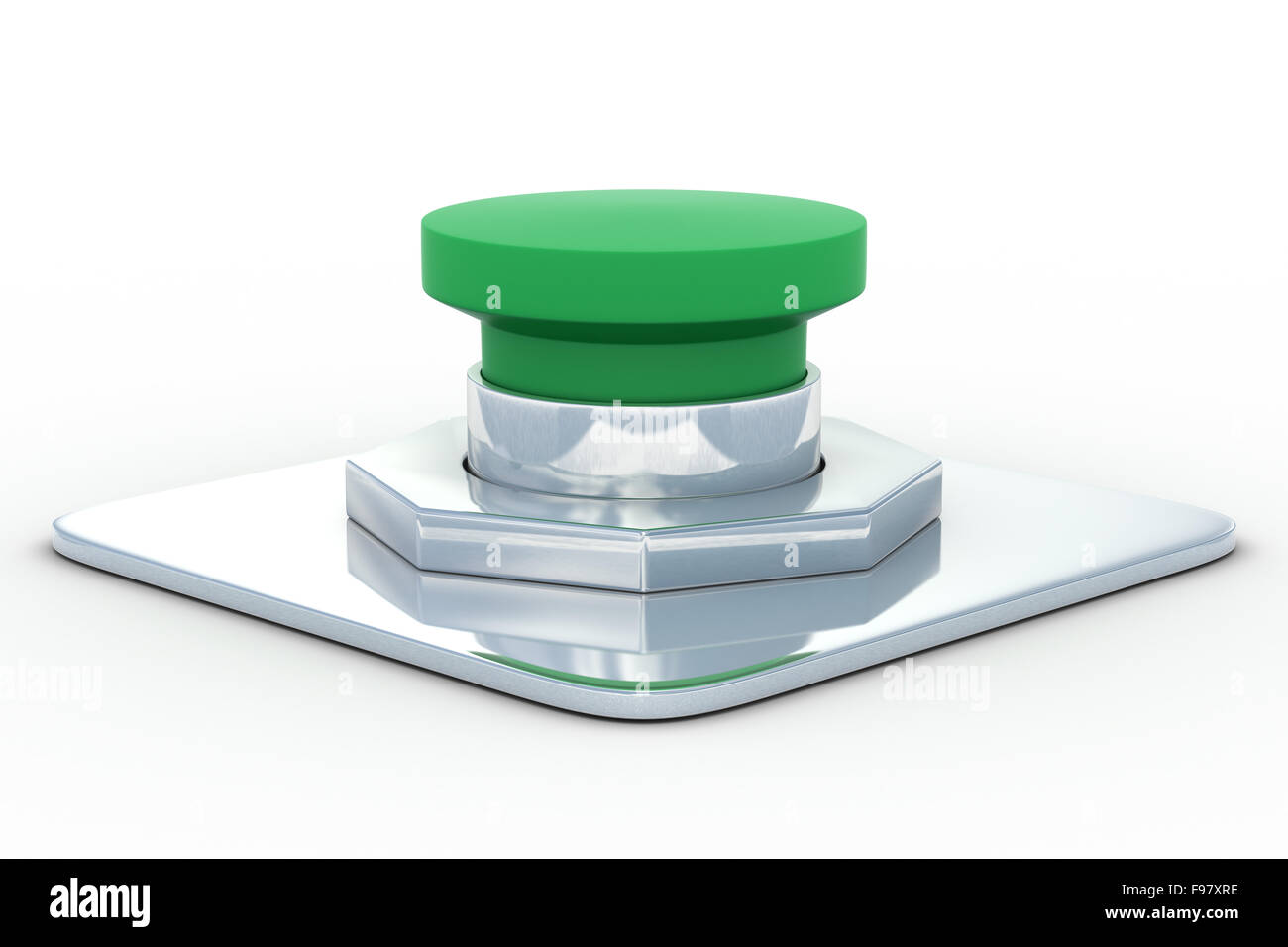 green button on a white background. 3D image Stock Photo - Alamy