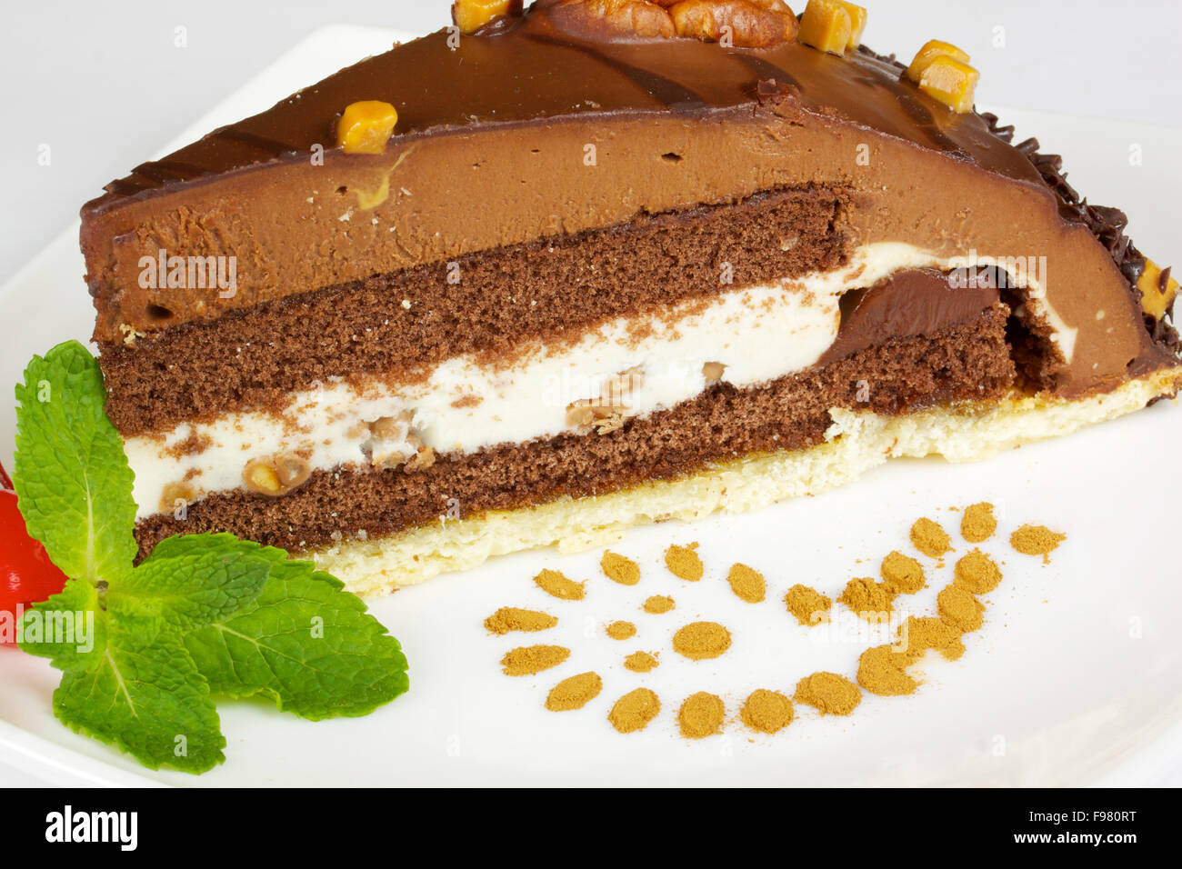 cake truffle with black chocolate and nuts Stock Photo - Alamy