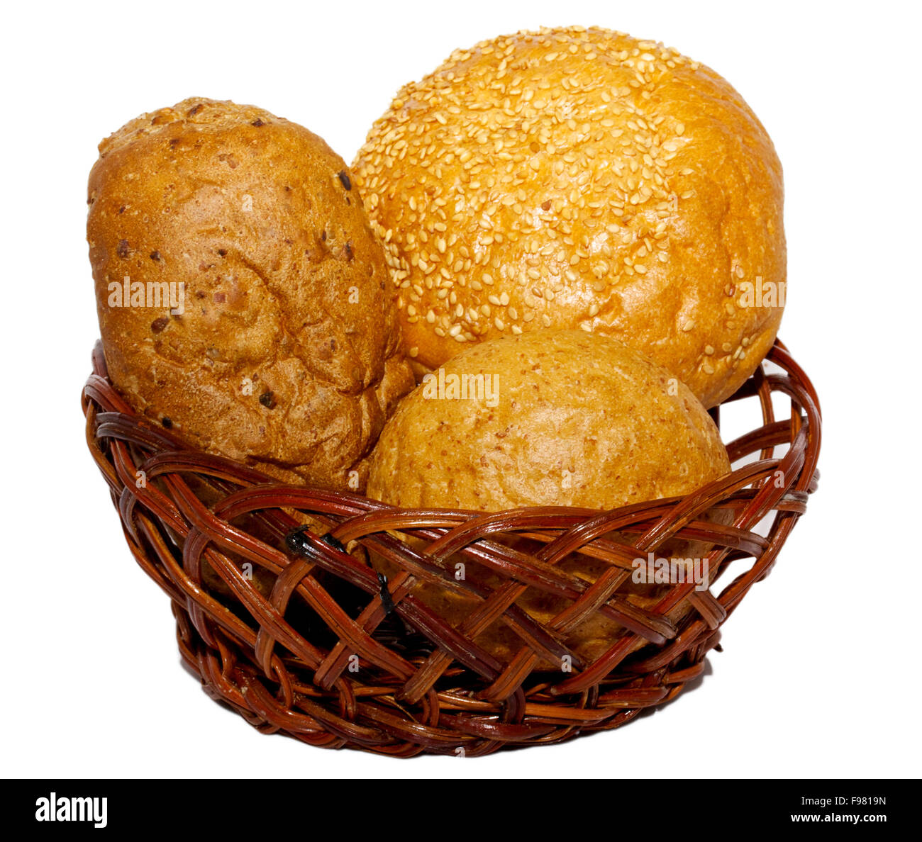 loafs of whole wheat and rye bread and isolated on white background ...