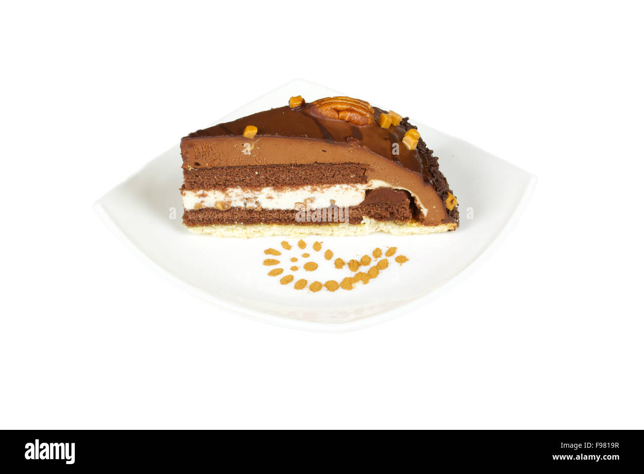 cake truffle with black chocolate and nuts Stock Photo - Alamy