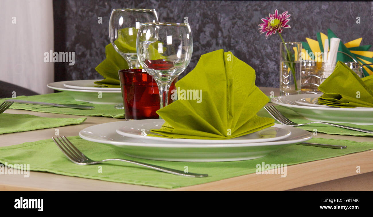 serving of table for a supper in a restaurant Stock Photo - Alamy