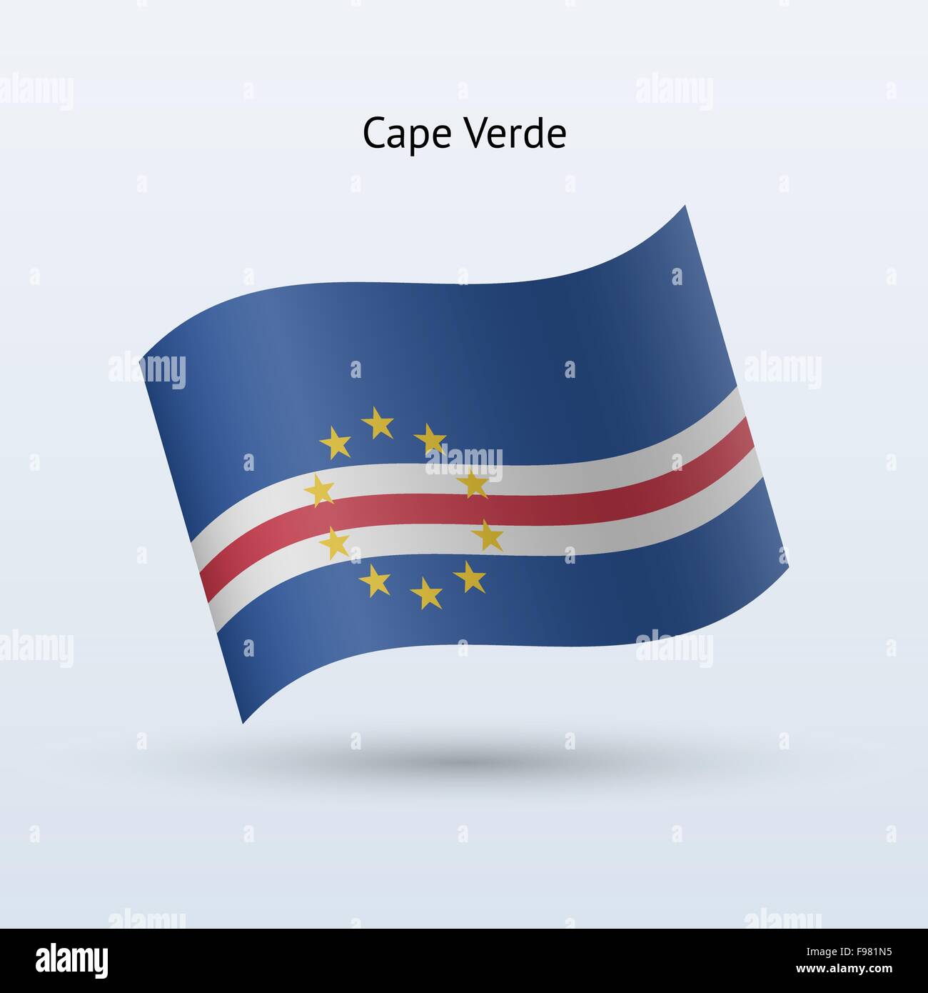 Cape Verde flag waving form. Vector illustration Stock Vector Image ...