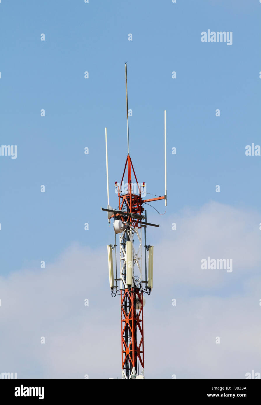 Closeup of communication tower Stock Photo - Alamy