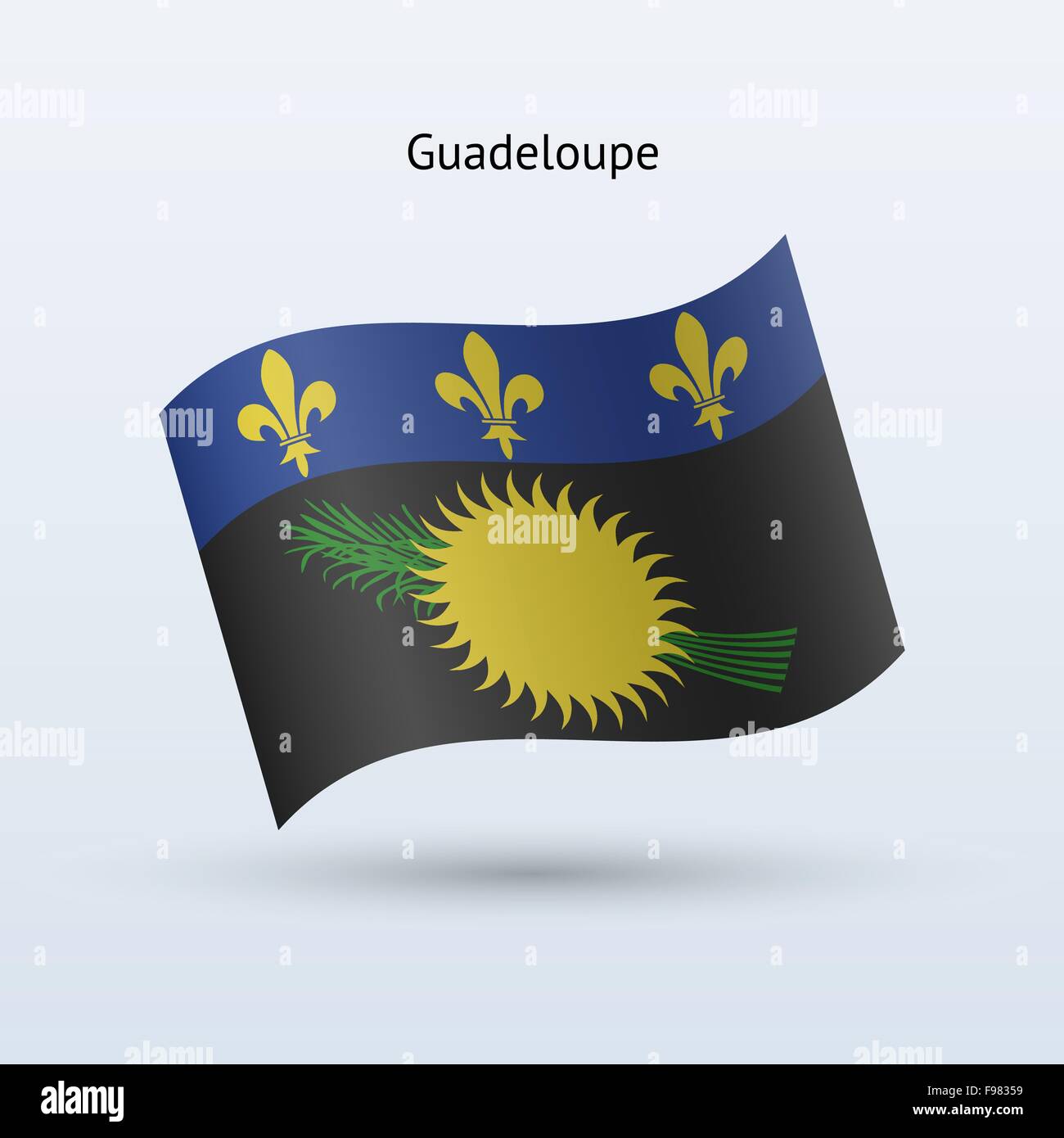 Guadeloupe flag waving form. Vector illustration Stock Vector Image ...