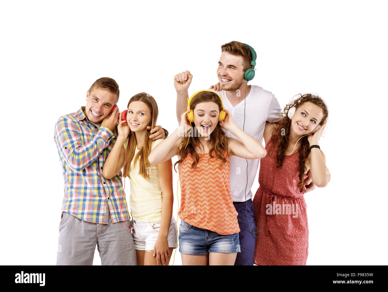 White music on listening isolated young hi-res stock photography and ...