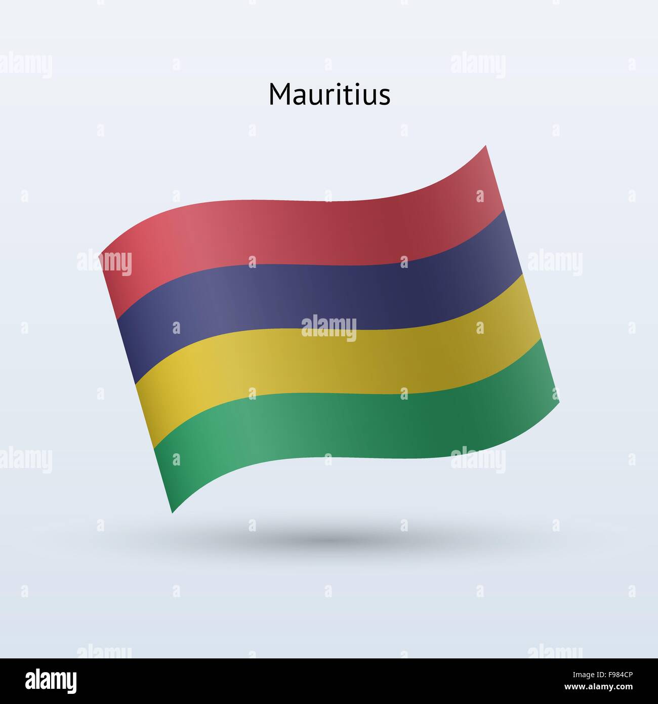 Mauritius flag waving form. Vector illustration Stock Vector Image ...