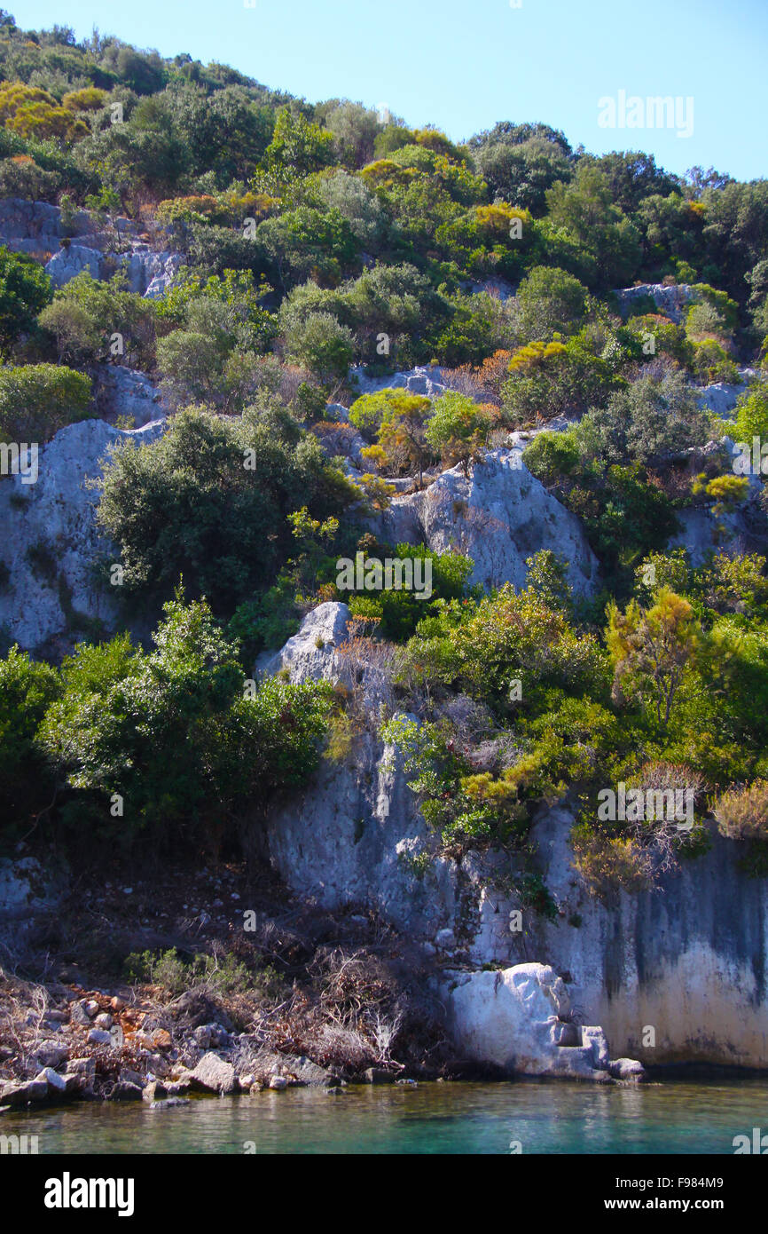 Rock and sea in Turkey Stock Photo - Alamy