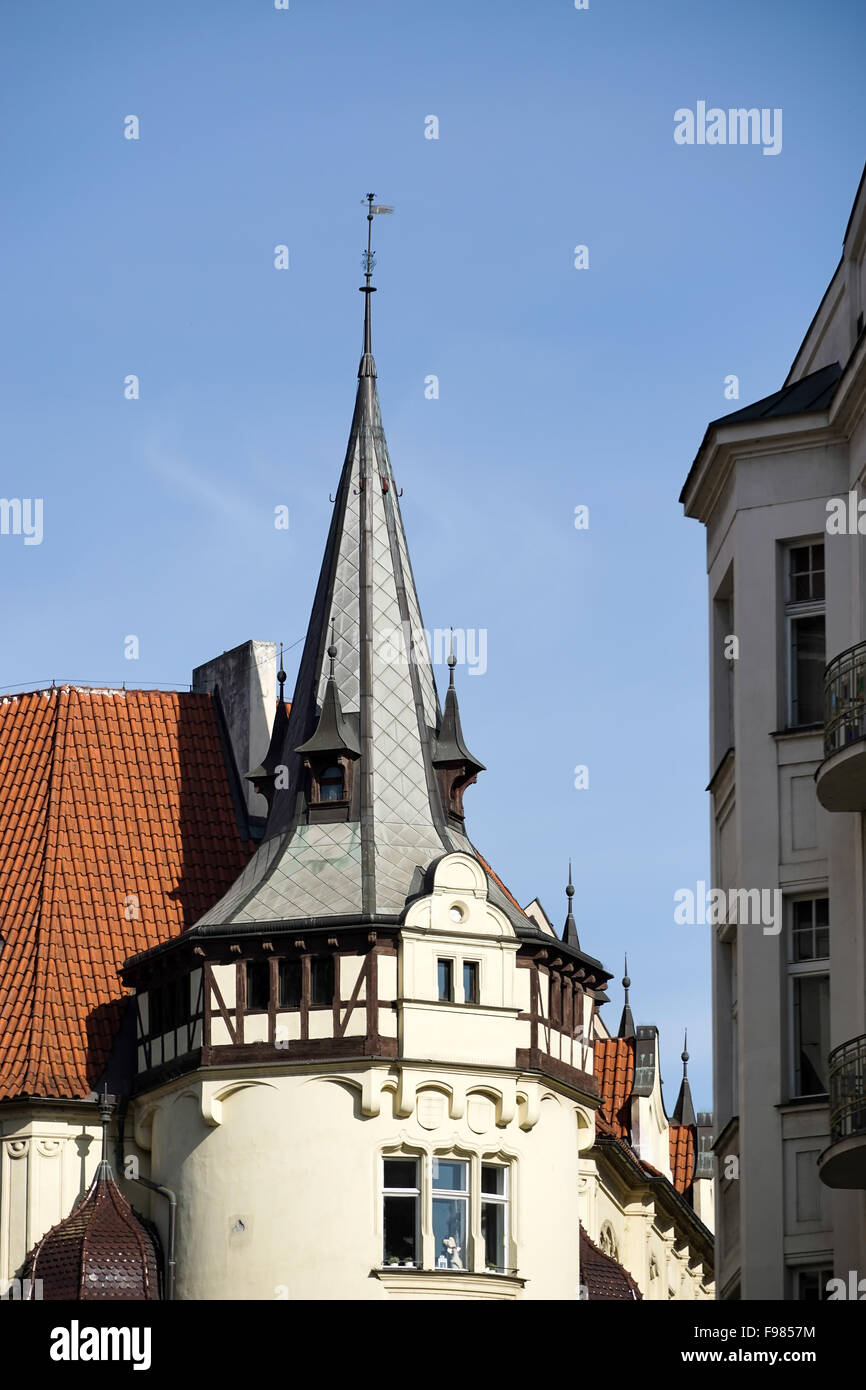 Unusual gothic stlye apartment block in Prague Stock Photo - Alamy