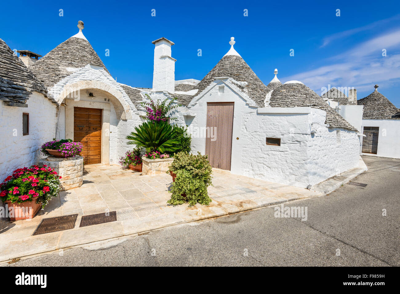 Alberobello, Italy, Puglia. Unique Trulli houses with conical roofs a ...