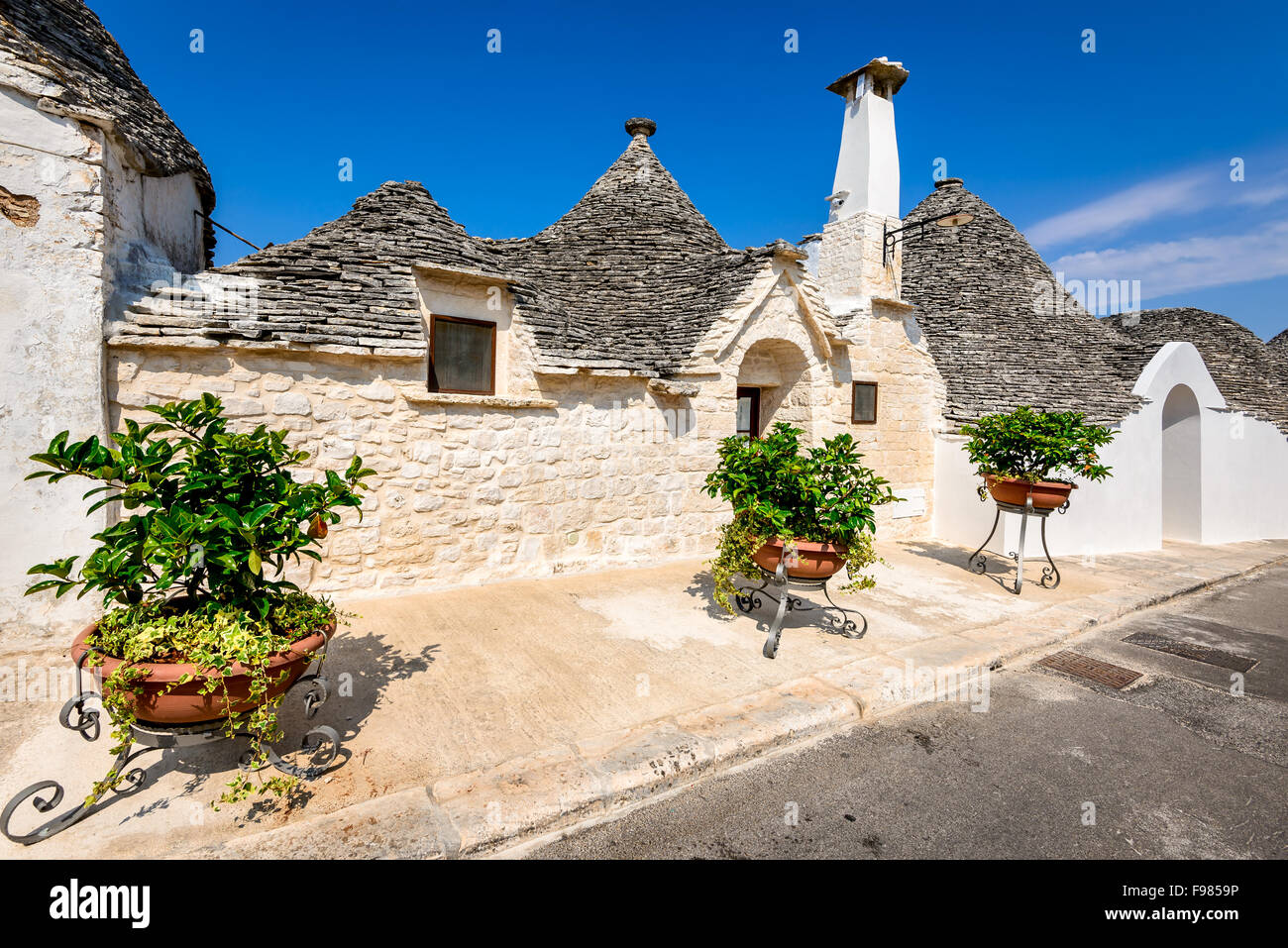 Alberobello, Italy, Puglia. Unique Trulli houses with conical roofs a ...