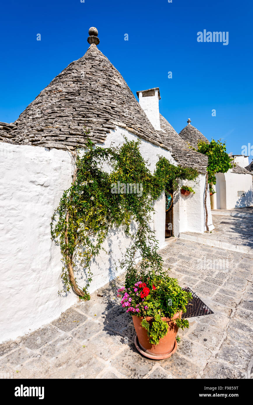 Alberobello, Italy, Puglia. Unique Trulli houses with conical roofs a ...