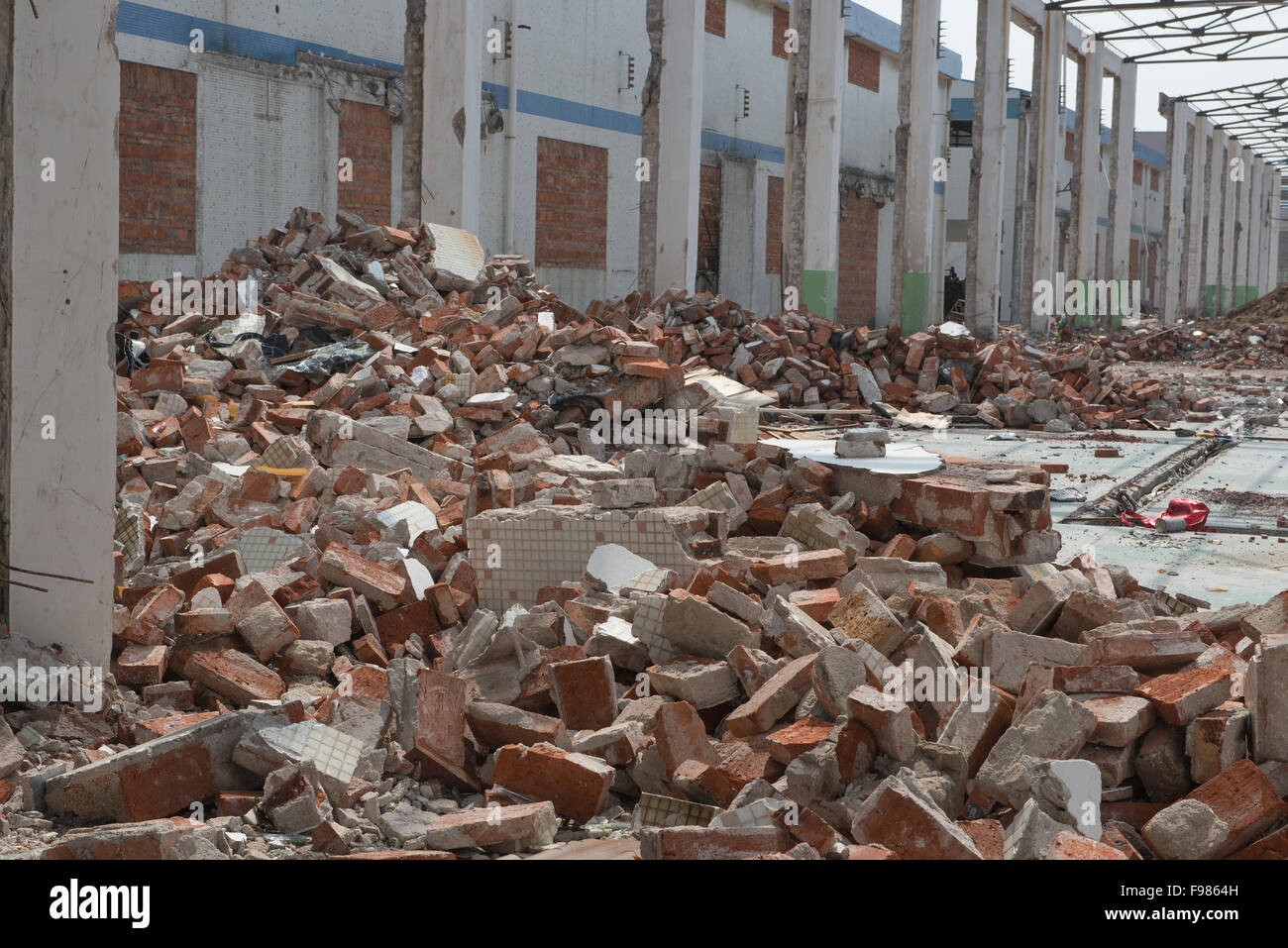 Demolition of an old factory building Stock Photo - Alamy