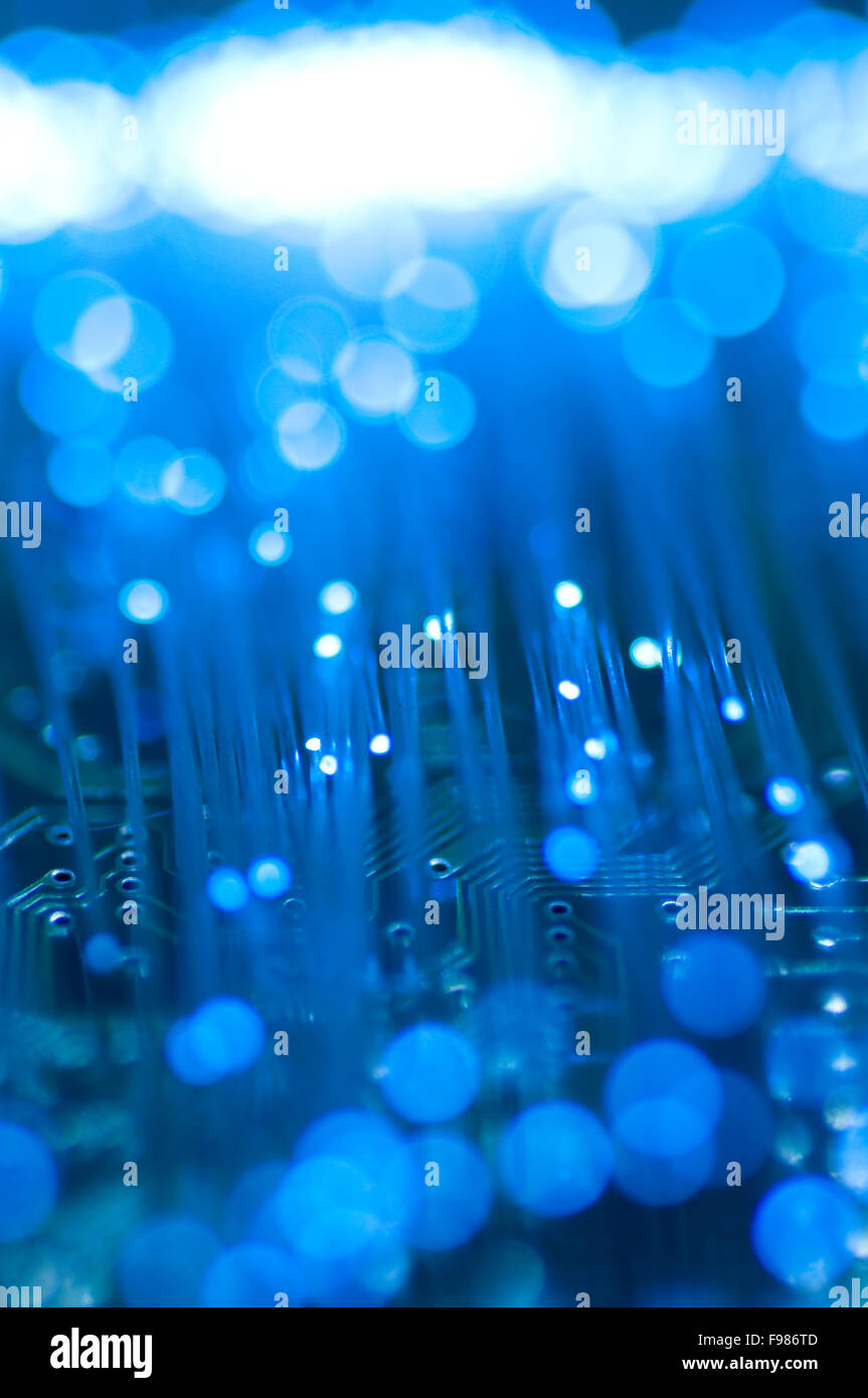 Optical fiber picture with details and light effects Stock Photo - Alamy