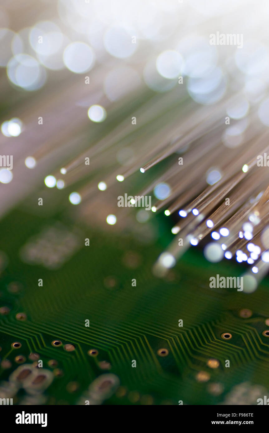 Optical fiber picture with details and light effects Stock Photo - Alamy