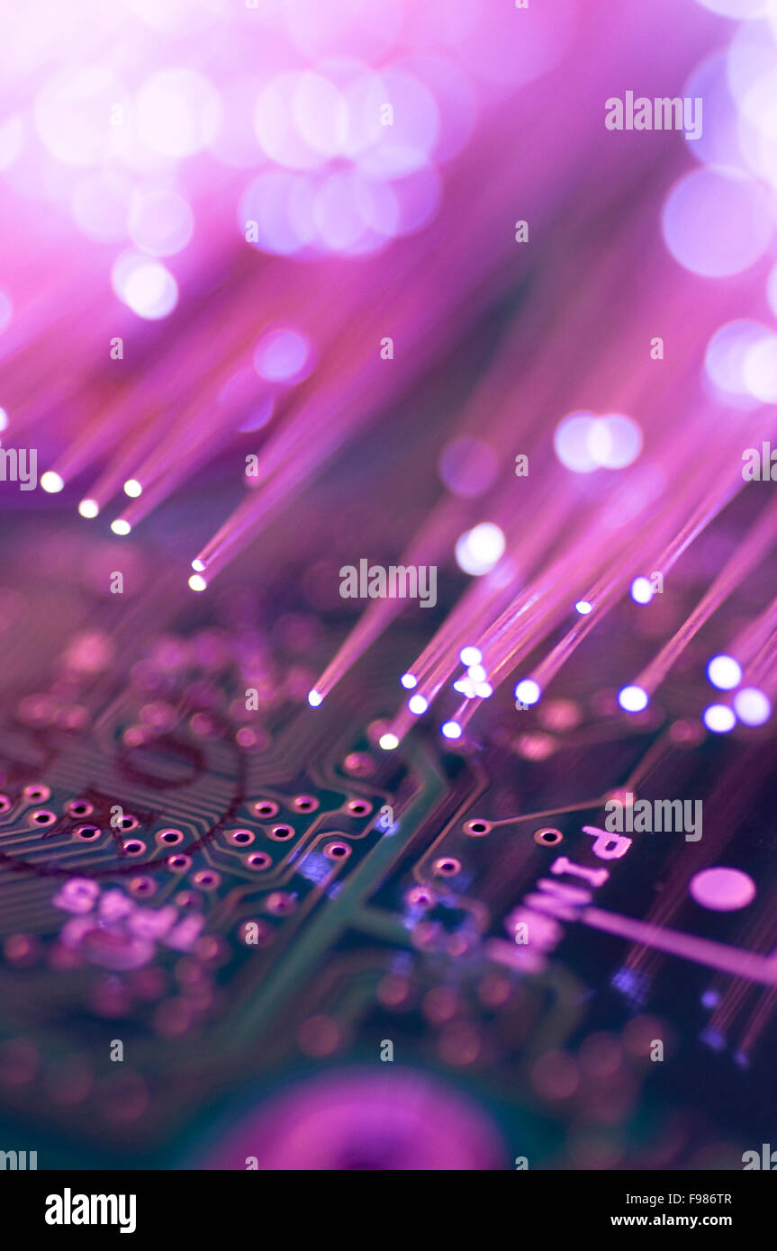 Optical fiber picture with details and light effects Stock Photo - Alamy