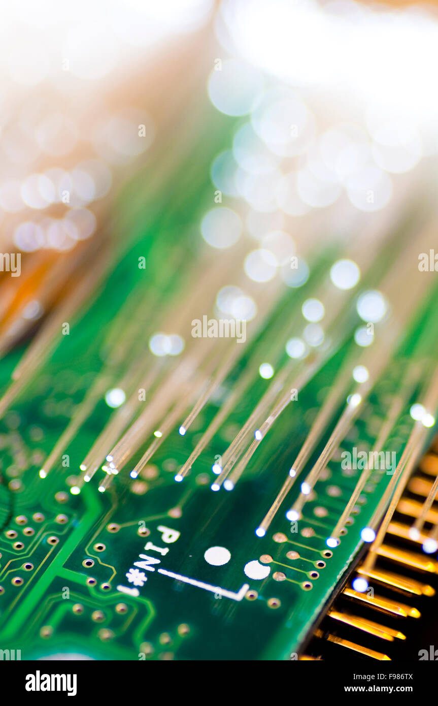Optical fiber picture with details and light effects Stock Photo - Alamy