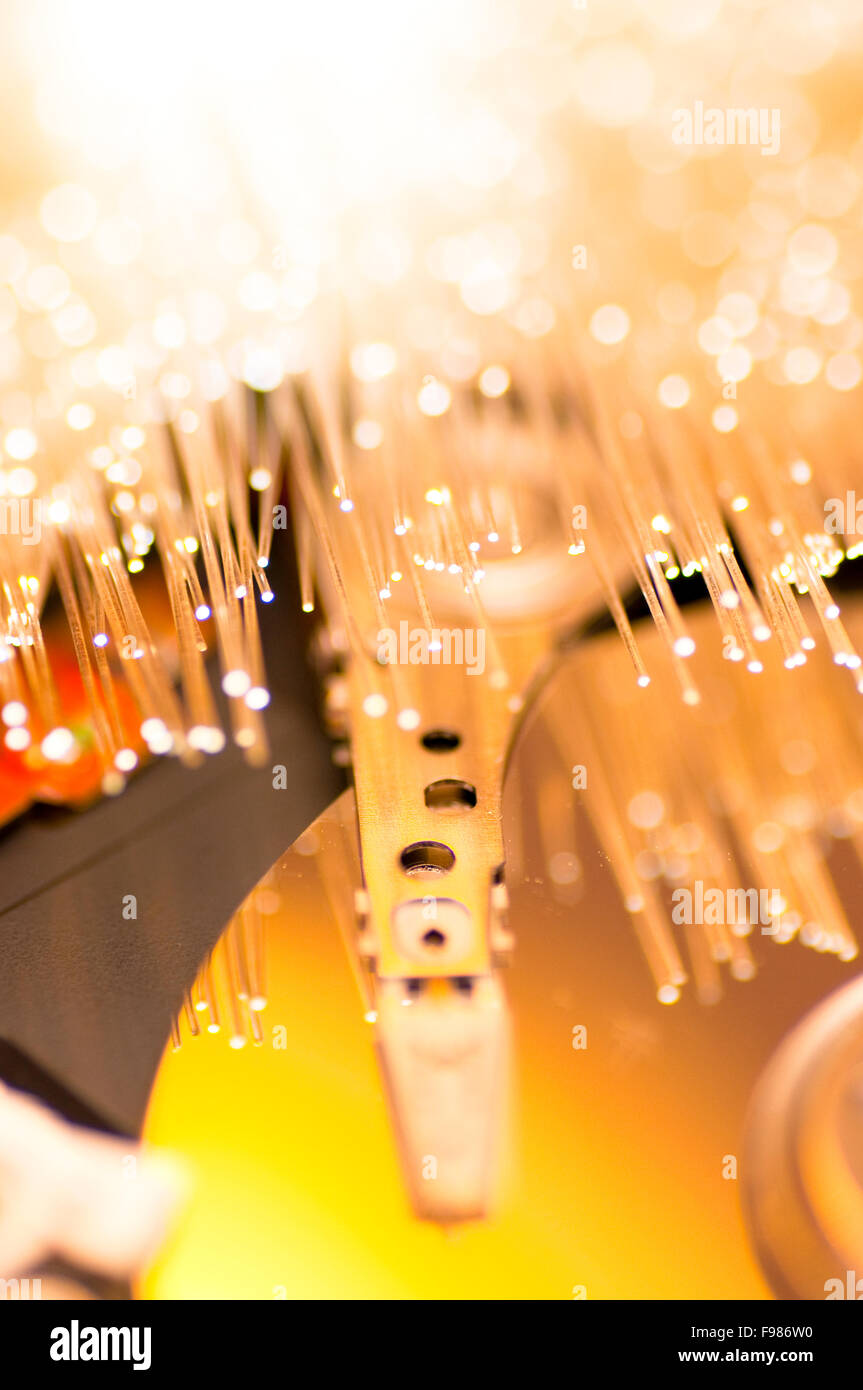 Optical fiber picture with details and light effects Stock Photo - Alamy