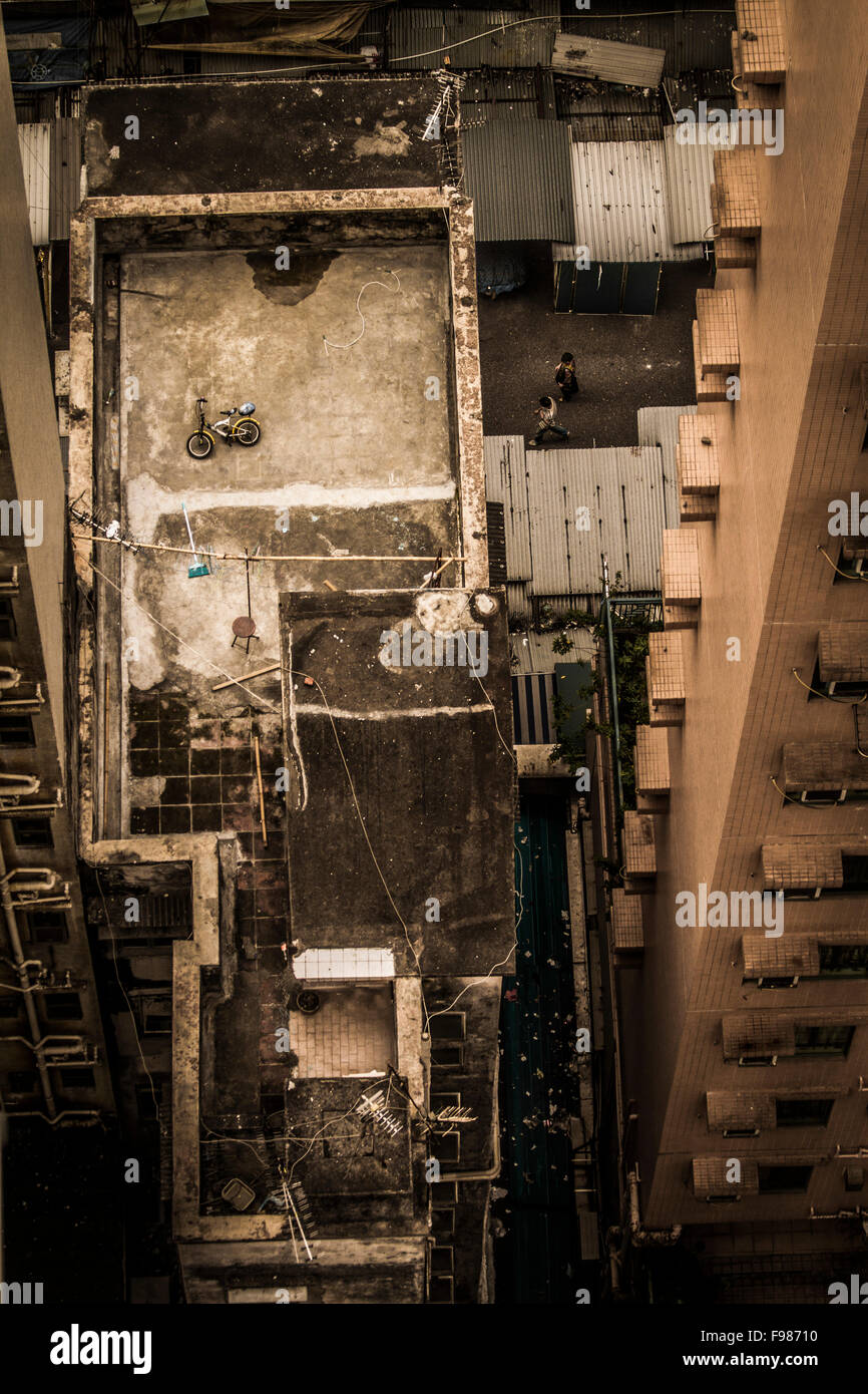Looking down at an apartment rooftop Stock Photo - Alamy