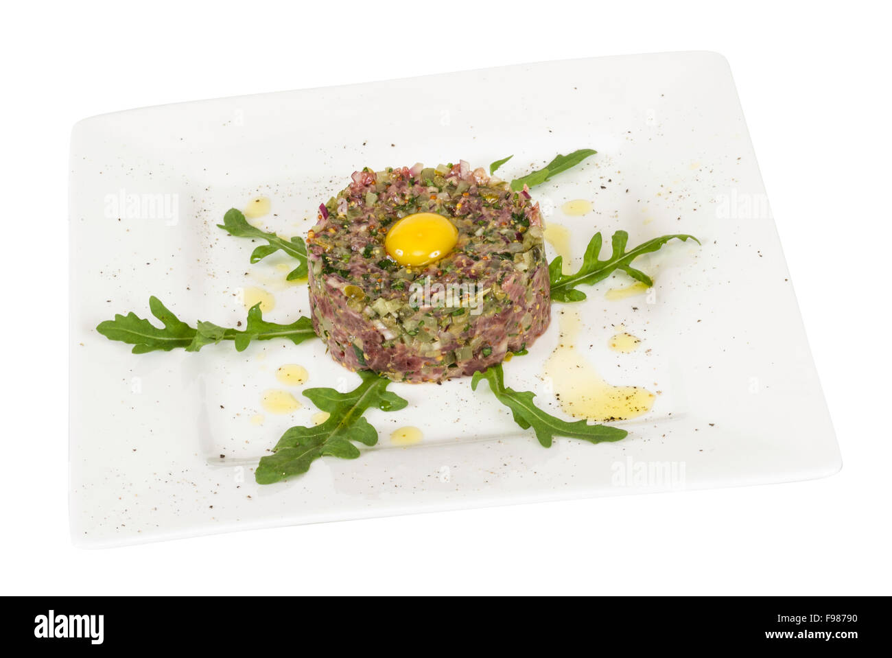 steak tartare with egg Stock Photo - Alamy