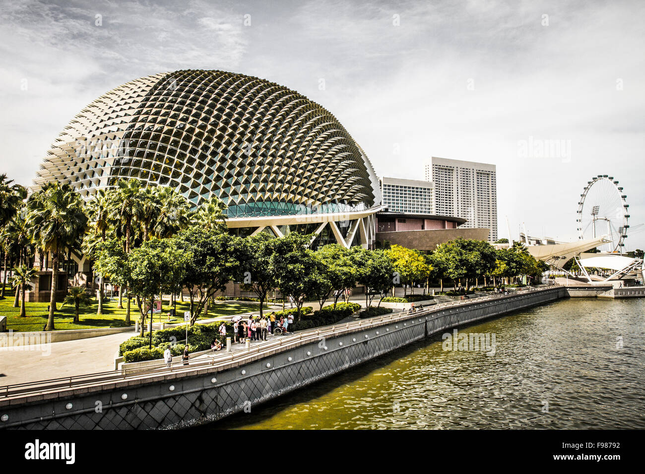 The Esplande and Singapore Flyer Stock Photo - Alamy