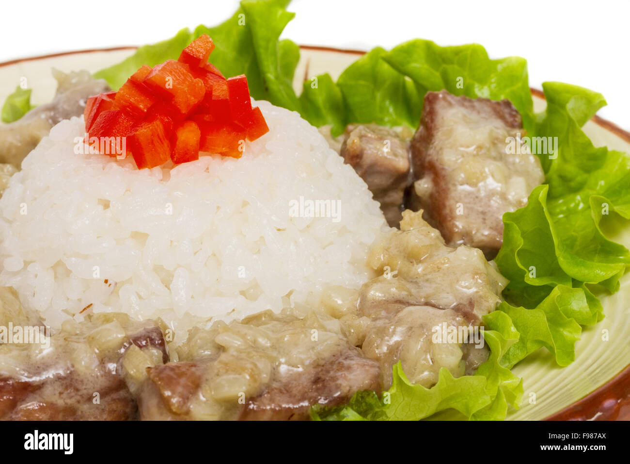 Rice and pork japanese style Stock Photo - Alamy