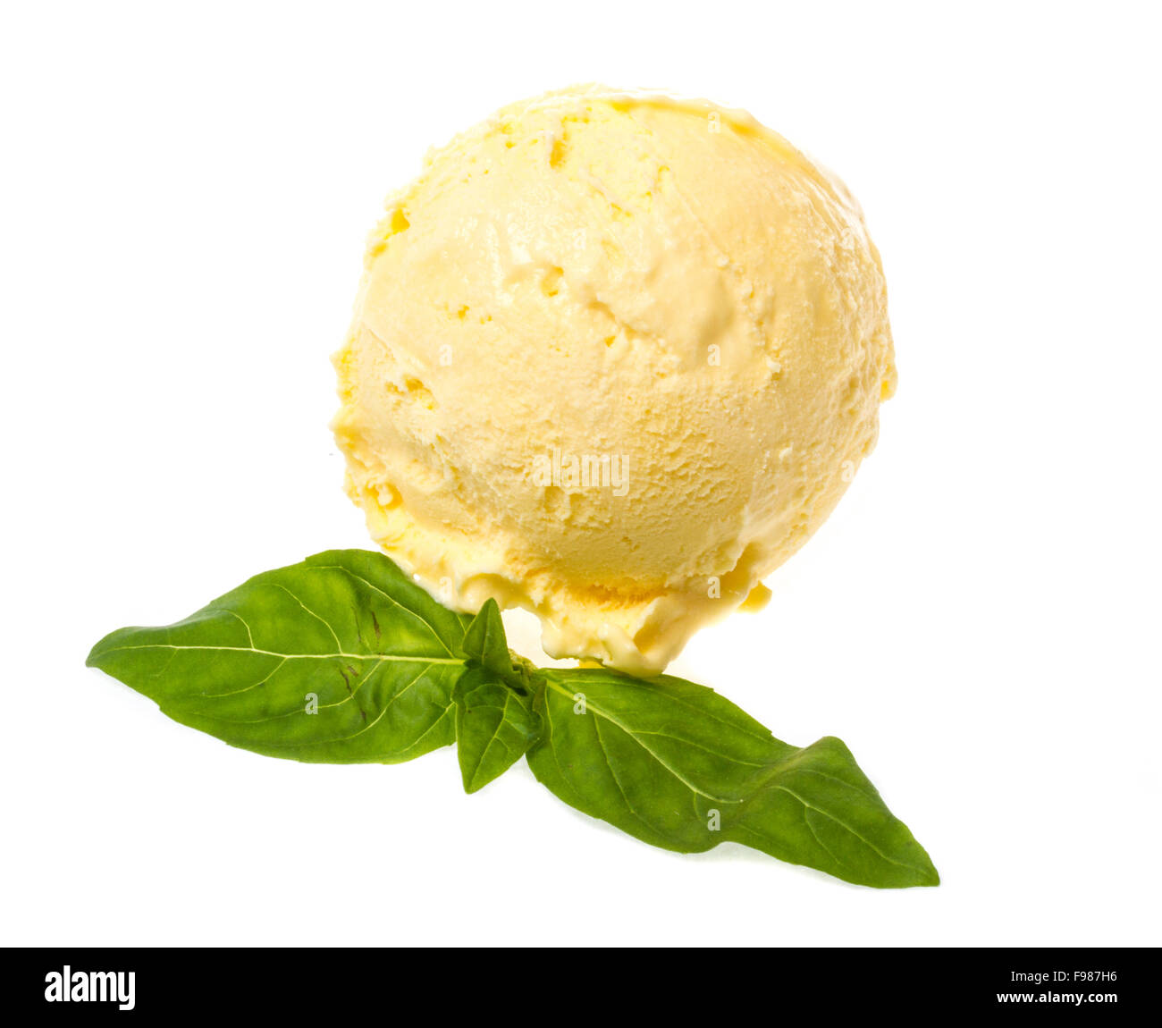 Scoop of lemon ice cream Stock Photo - Alamy