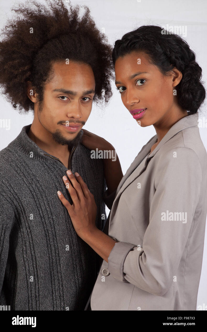 Romantic black couple showing affection for each other Stock Photo - Alamy