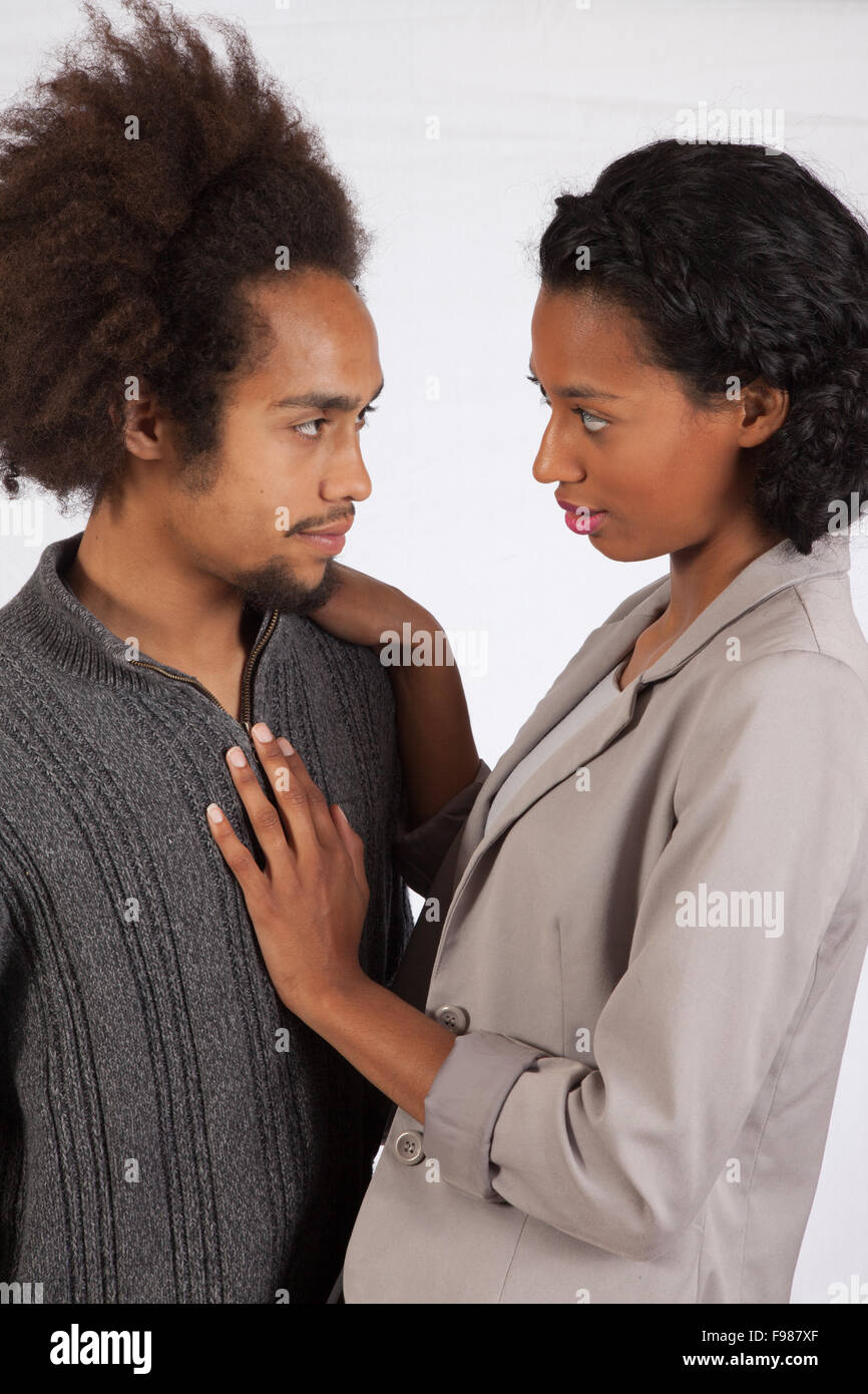 Romantic black couple showing affection for each other Stock Photo - Alamy