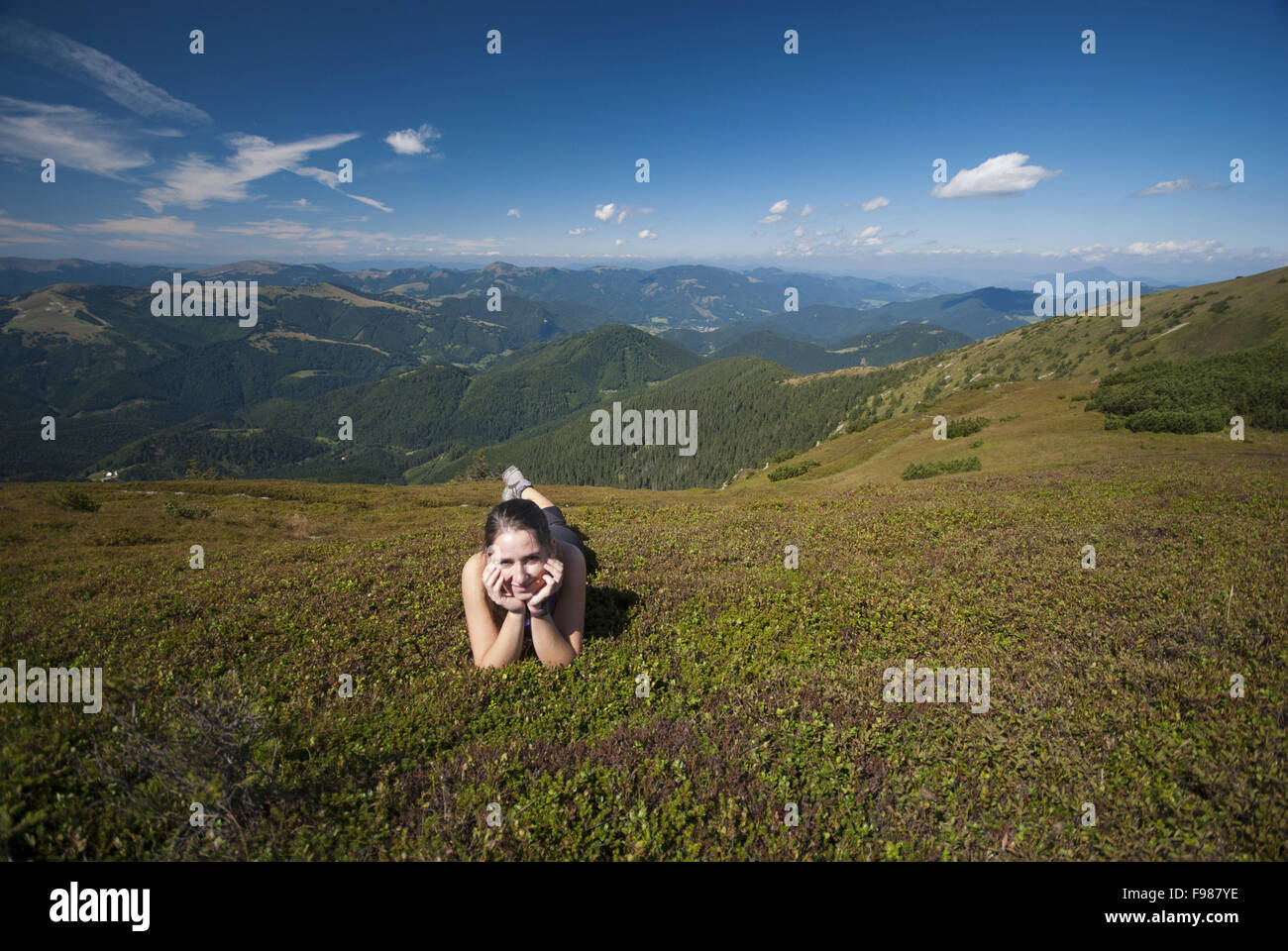 Hikers on the top of mountains are resting in the wild nature Stock ...
