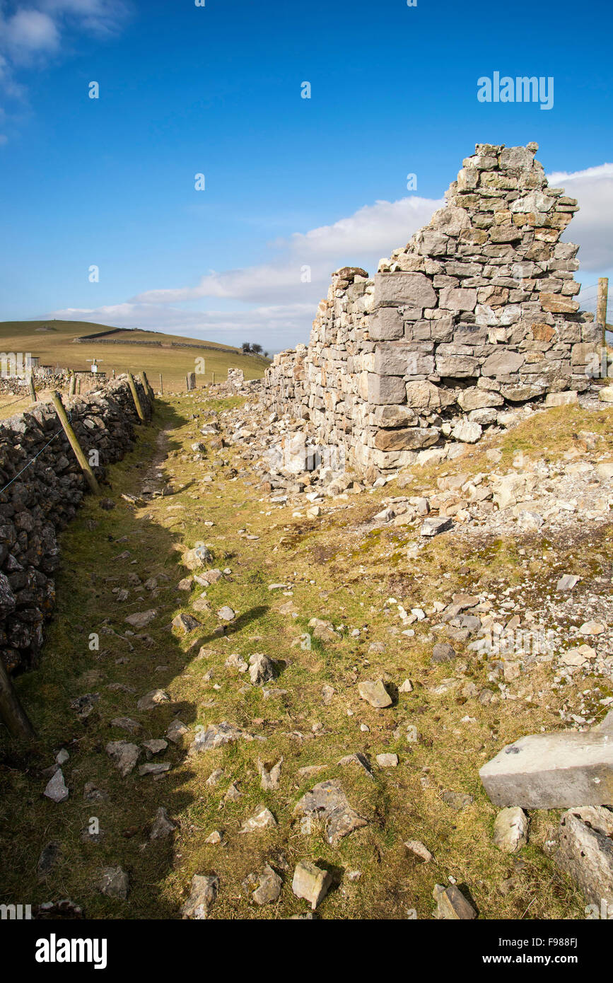 Ruins of abandoned copper mines in landscape in Peak District in Uk ...