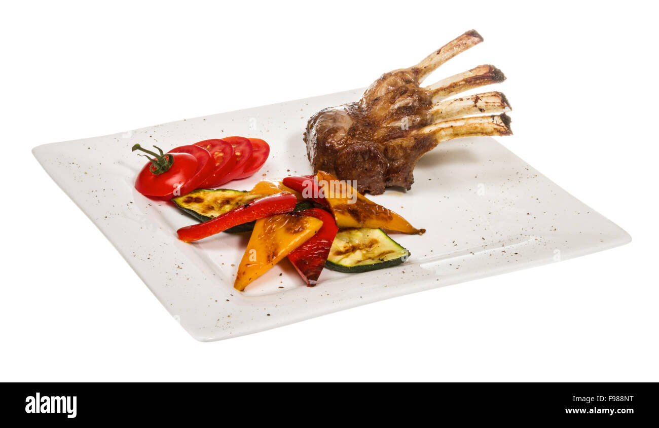 Gourmet Main Entree Course Grilled Lamb steak Stock Photo - Alamy