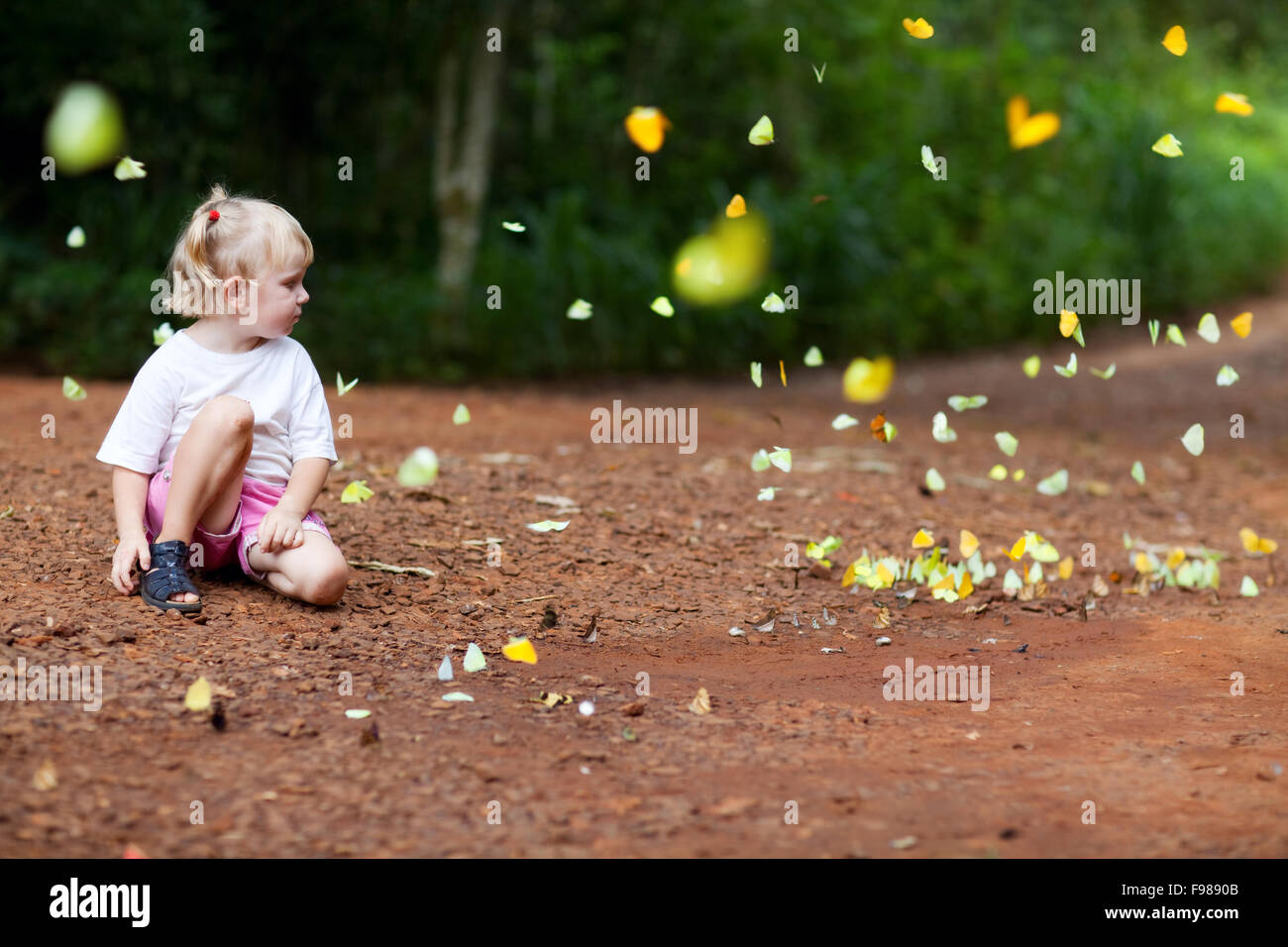 girl and butterfly Stock Photo - Alamy