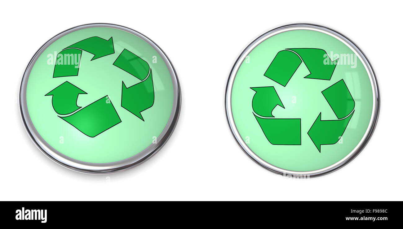 Button Recycling Arrows Stock Photo - Alamy
